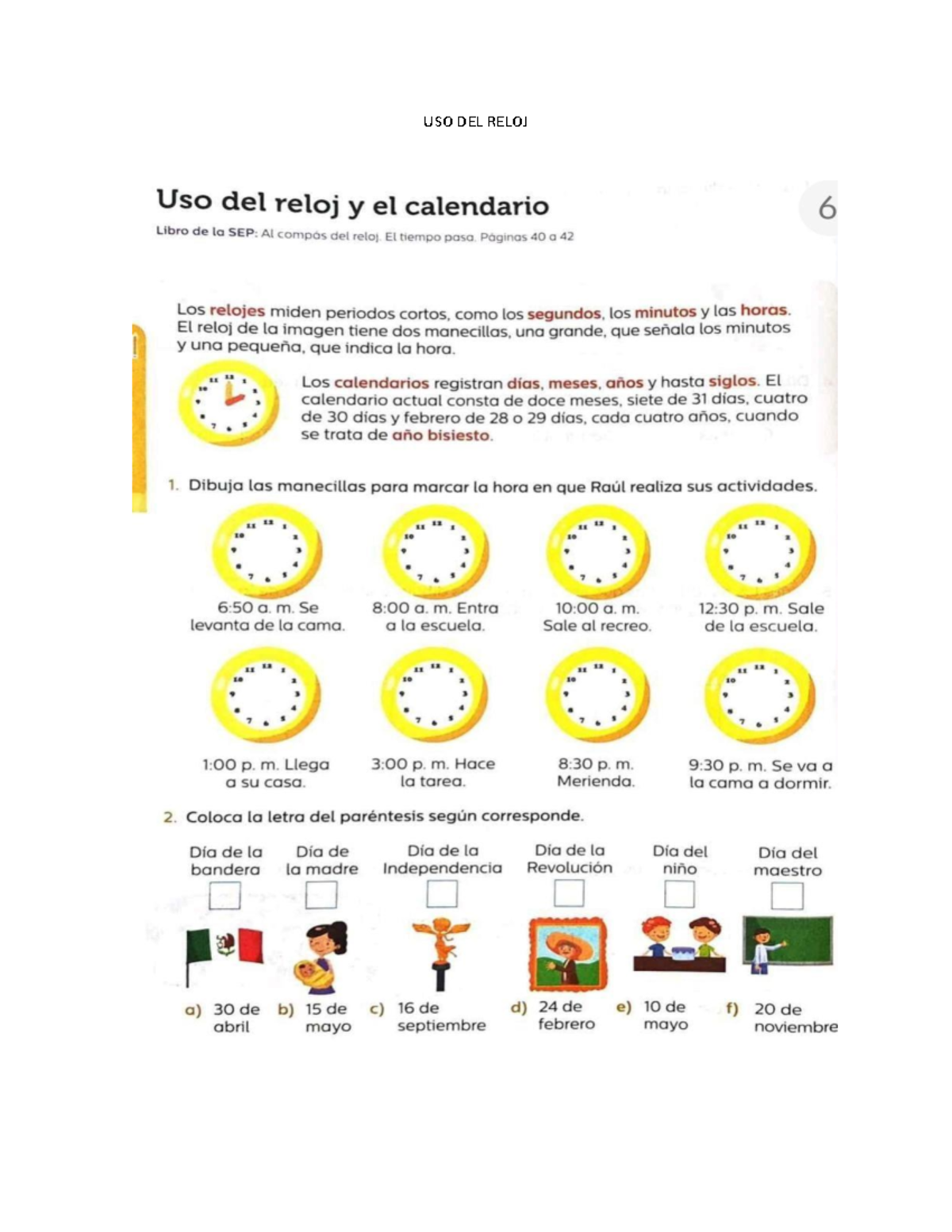 USO DEL Reloj-1 - Aprender - Historia - USO DEL RELOJ - Studocu