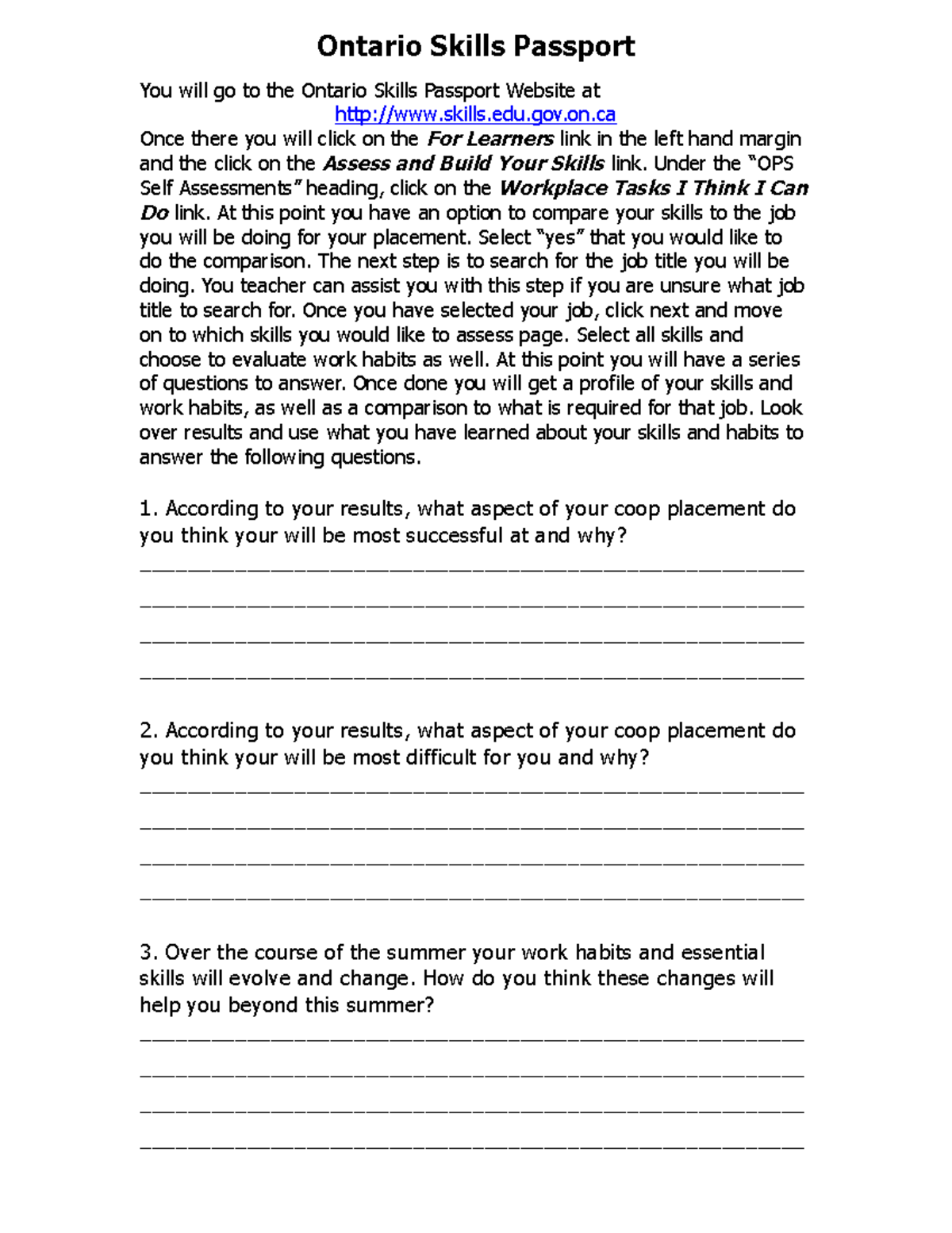 Ontario Skills Passport - edu.gov.on Once there you will click on the ...