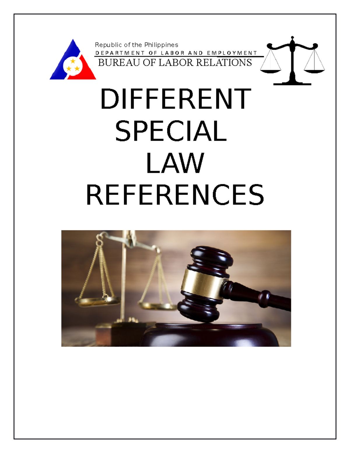 Different Special LAW References - Republic of the Philippines D E P A ...