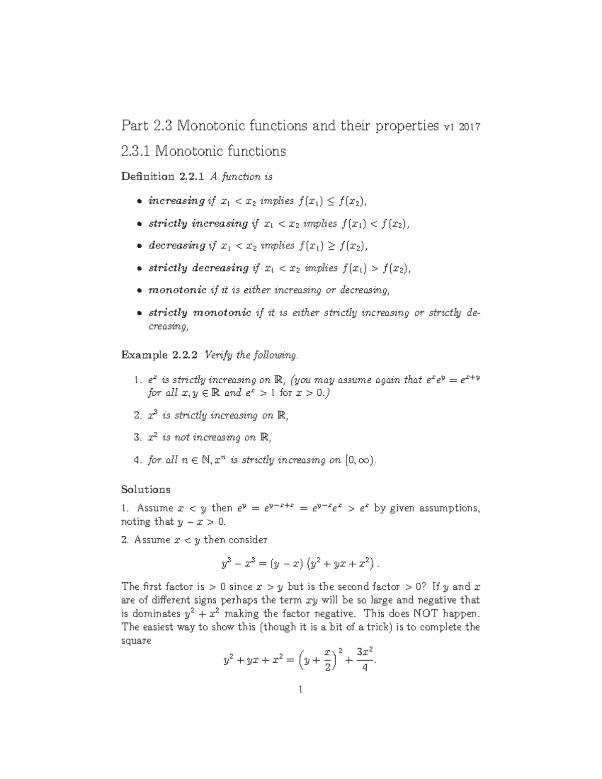 Math2010 1 2017 2018 Real Analysis Lecture Notes 6 Part 2 Monotonic