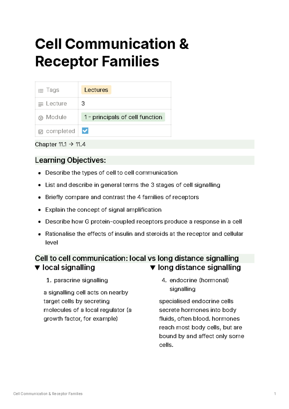 Cell Communication & Receptor Families - Cell Communication & Receptor ...