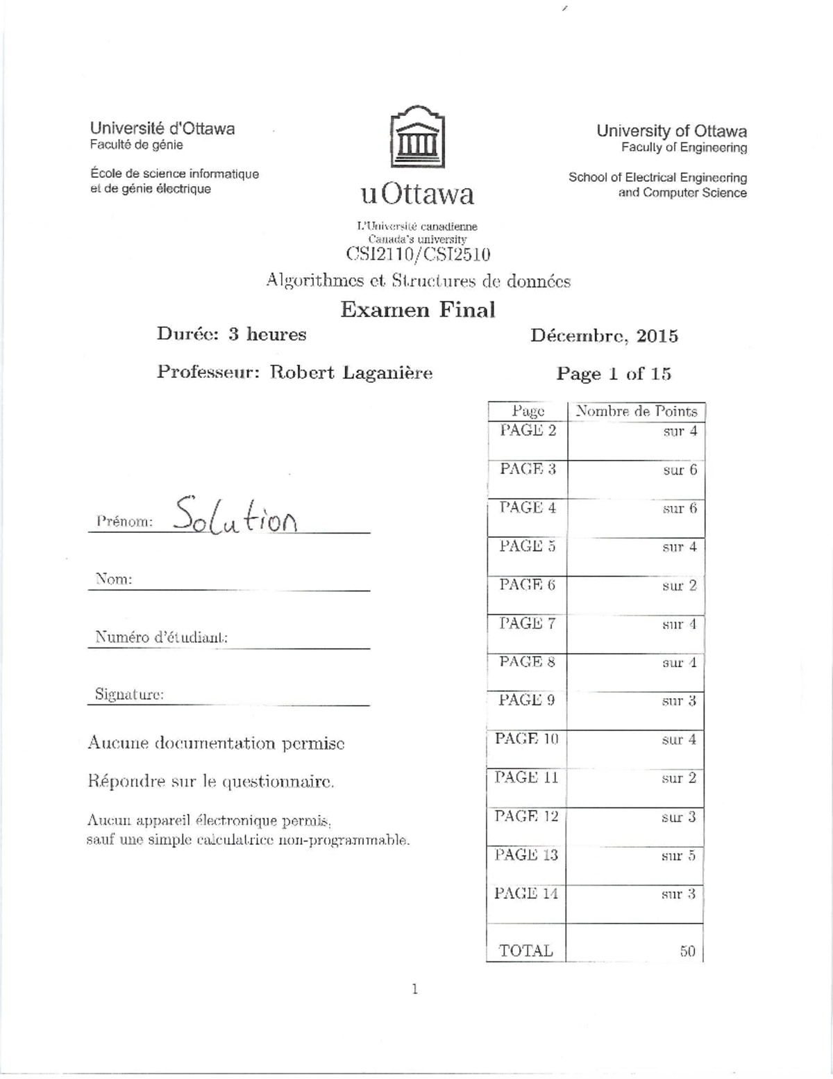 Final CSI 2510a2015 Solution - CSI2510 - Studocu