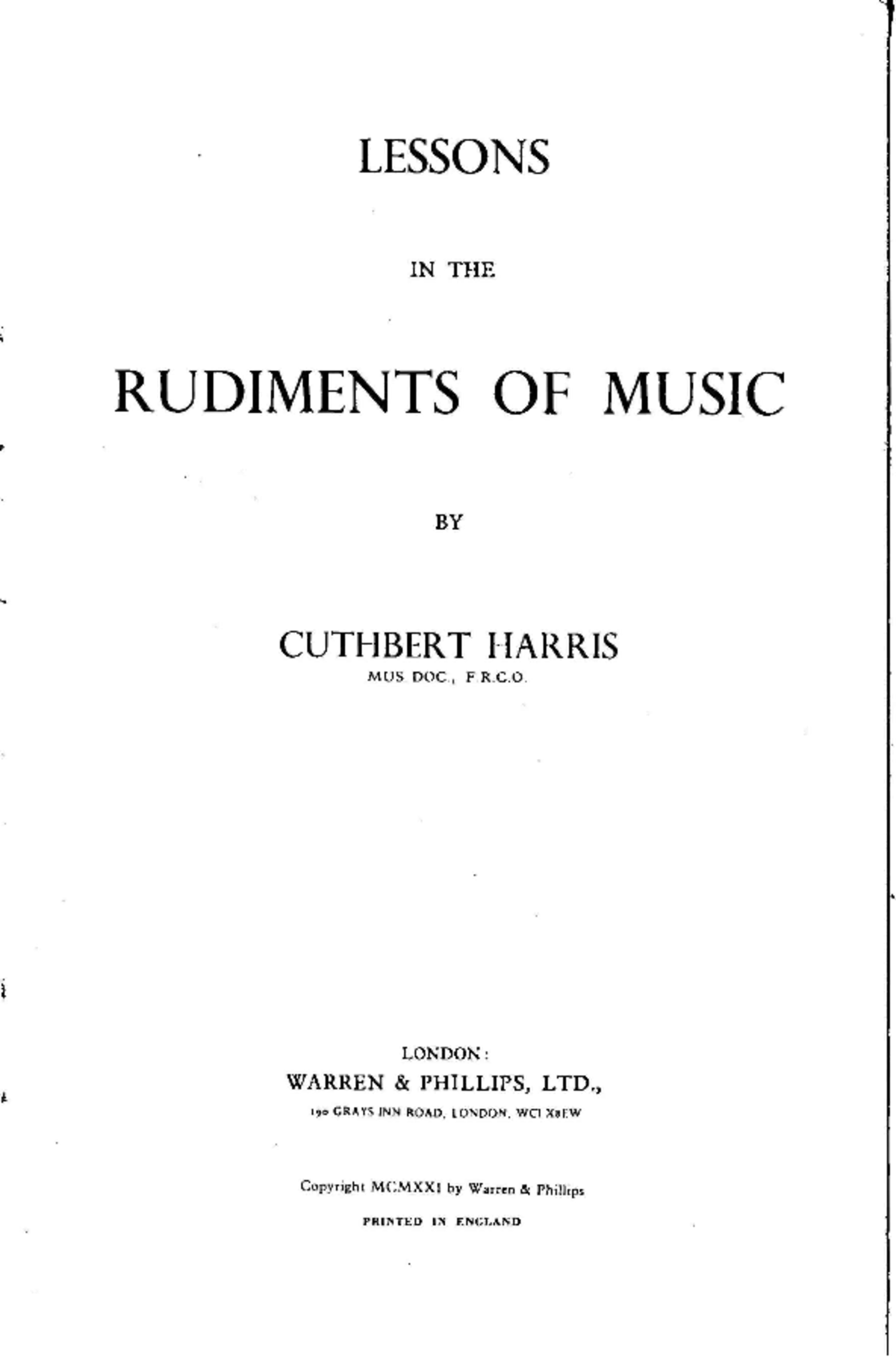 Idoc - LESSONS IN THE RUDIMENTS OF MUSIC BY CUTI-IBER T HARRIS MUS. DOC ...