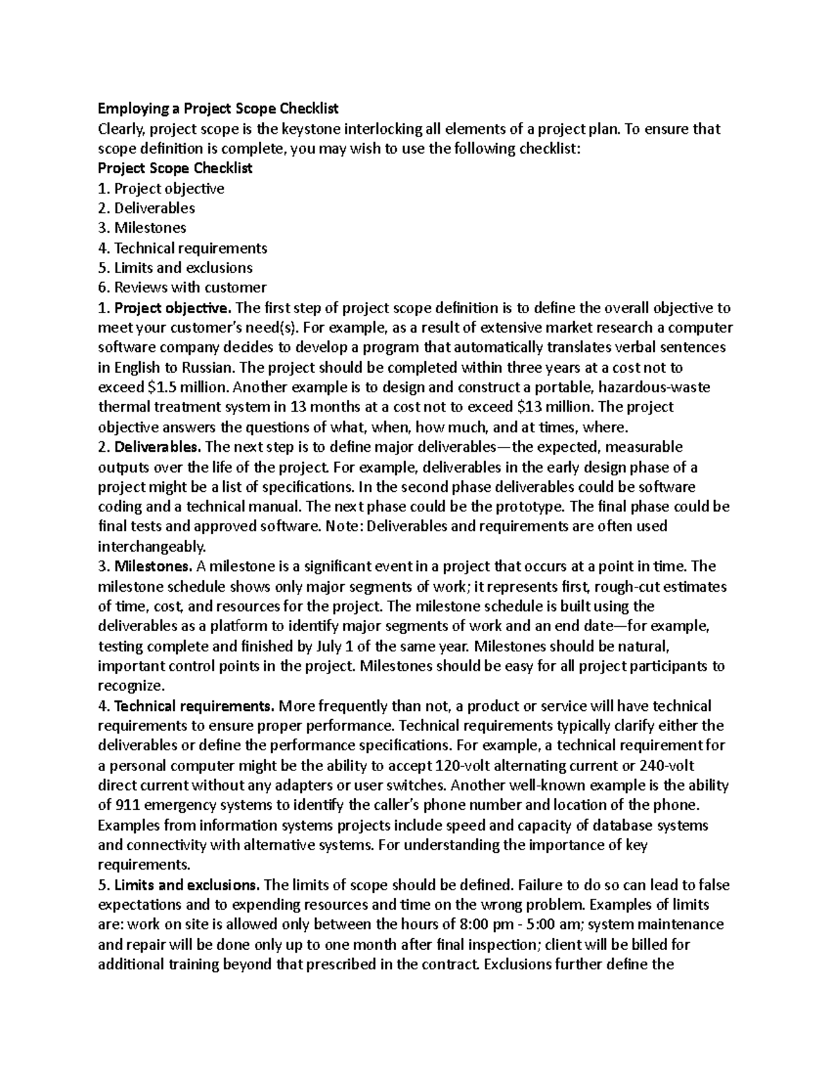 Extract from chapter 4 of Gray & Larsen - Employing a Project Scope ...