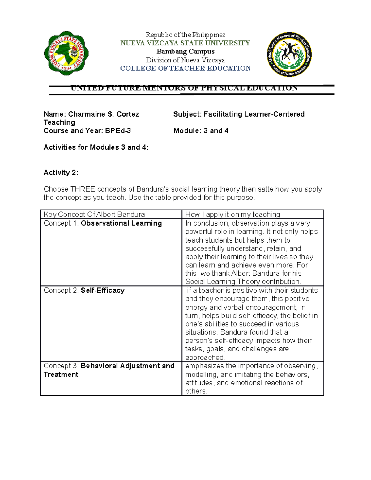 Activities-for-Modules-3-and-4Facilitating Learner-Centered Teaching ...