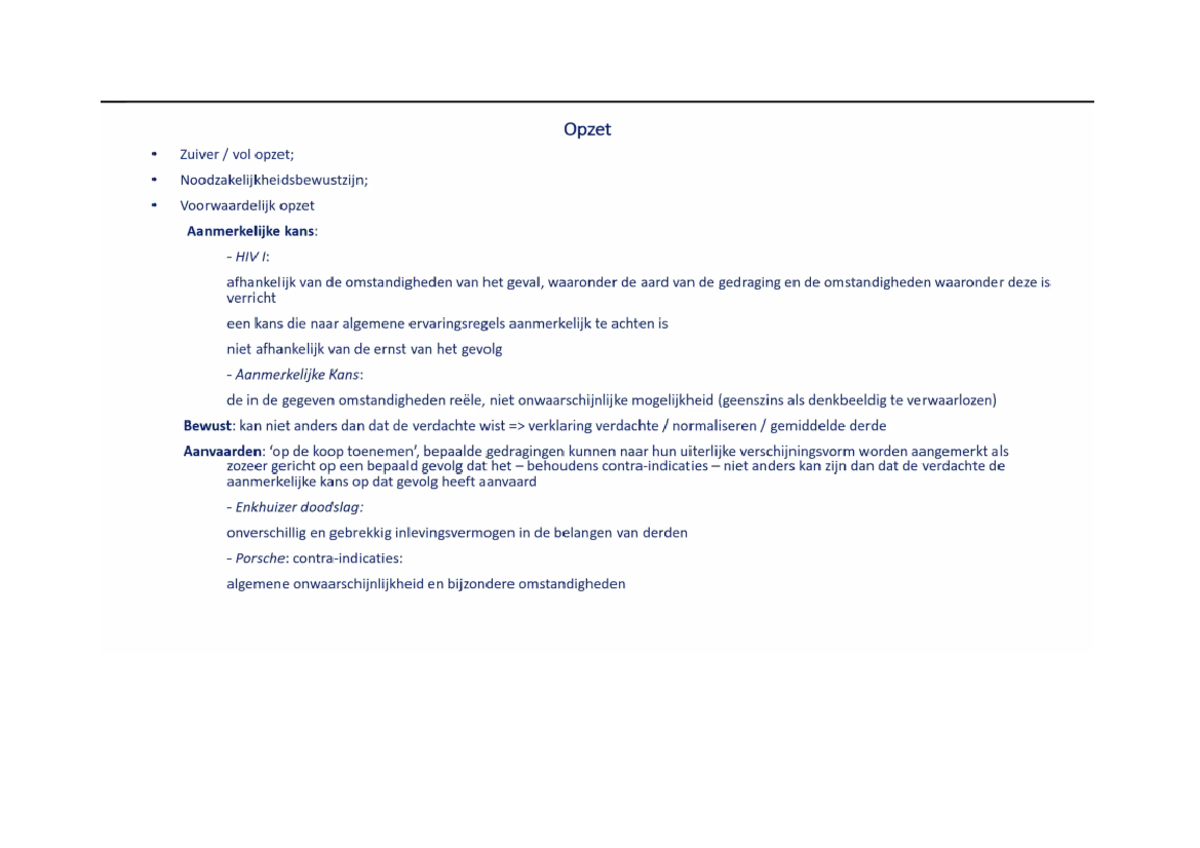 Opzet - Materieel Strafrecht - Studeersnel