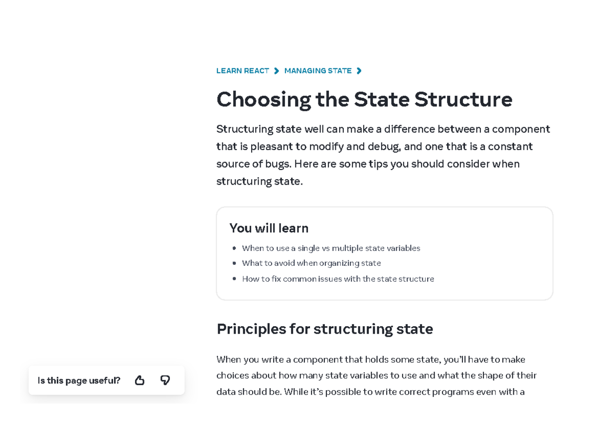 Choosing the State Structure – React - LEARN REACT MANAGING STATE Choosing the State Structure ...