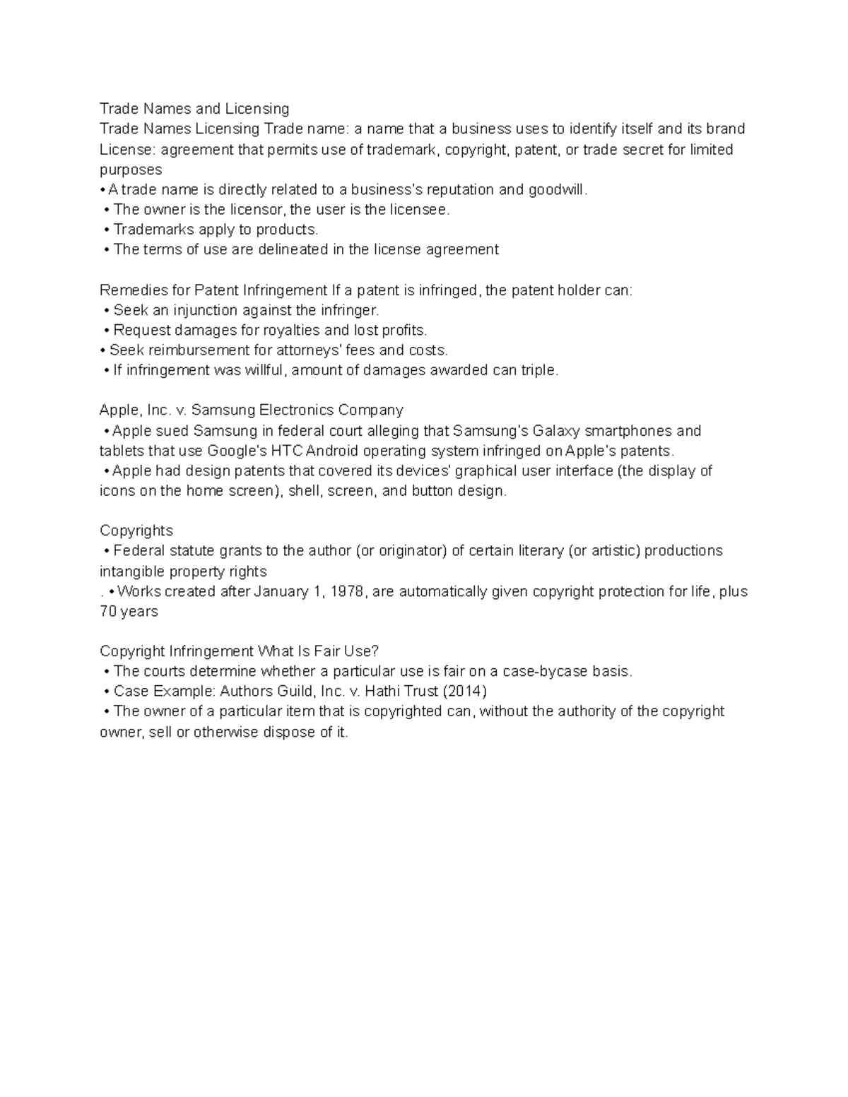 Blaw chapter 8 - Trade Names and Licensing Trade Names Licensing Trade ...