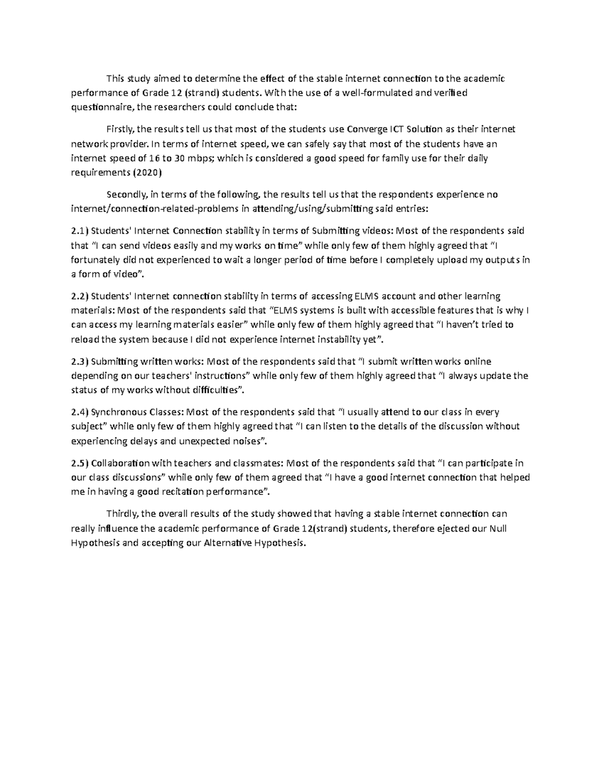 Conclusion - This study aimed to determine the effect of the stable ...