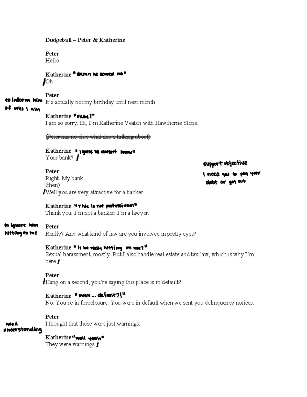 Beginning Acting Script Breakdown pt3 - Dodgeball – Peter & Katherine ...