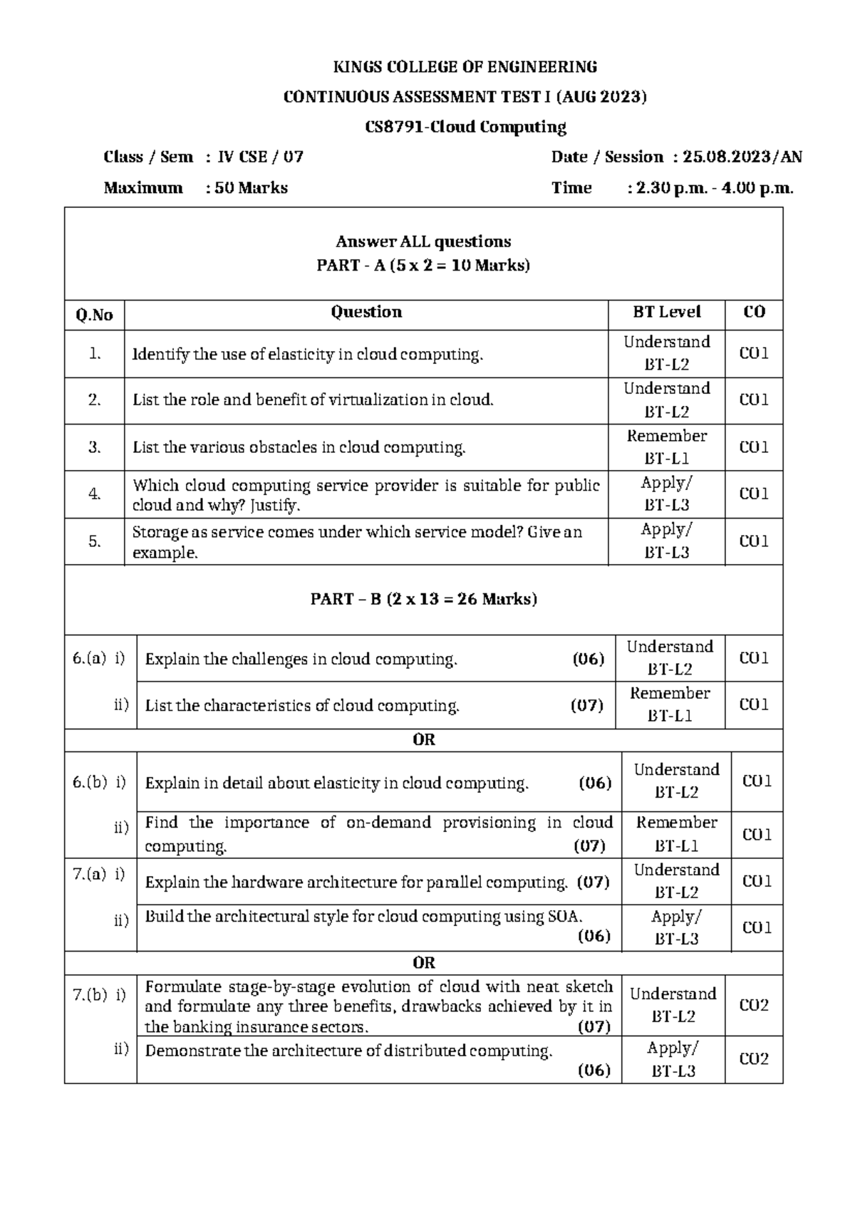 CC CAT 1 QP - material - KINGS COLLEGE OF ENGINEERING CONTINUOUS ...
