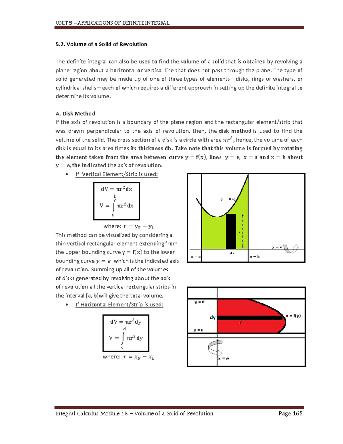 Module 13 Volume of a Solid of Revolution - 5. Volume of a Solid of ...
