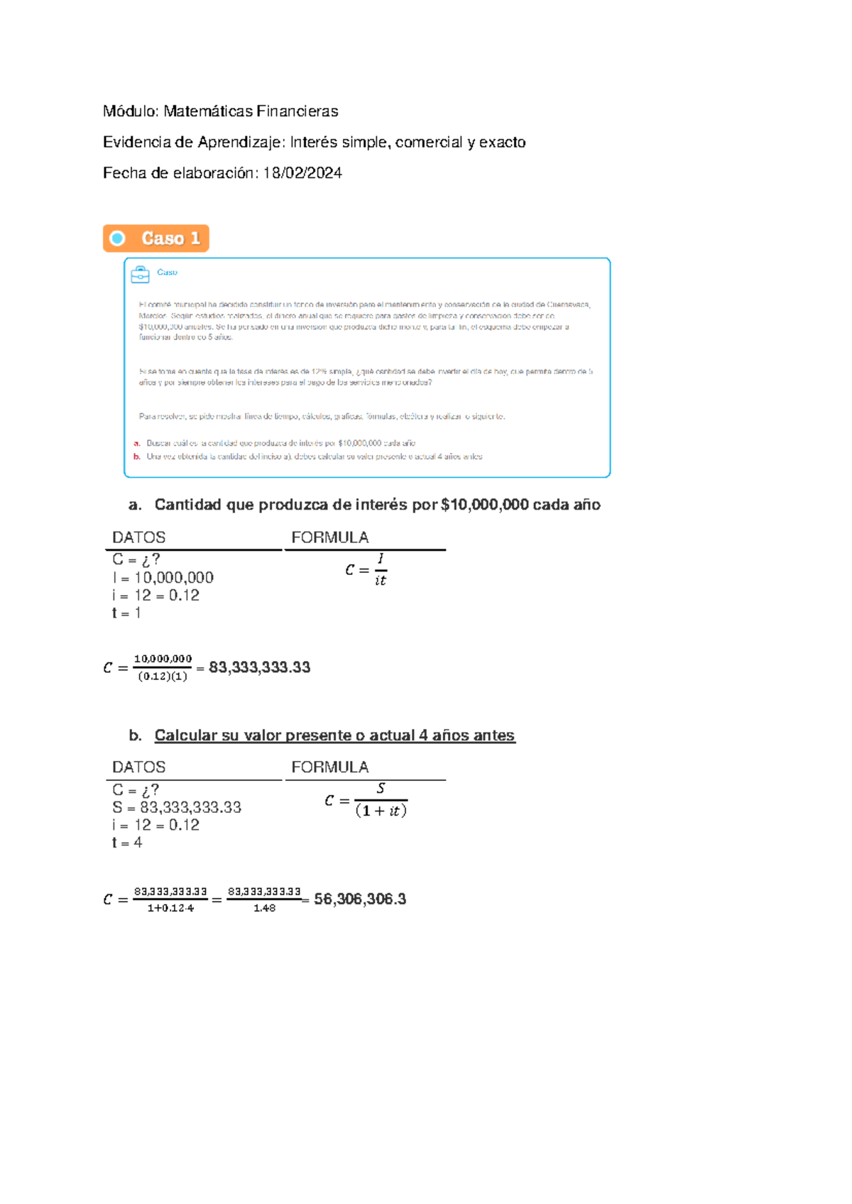 interés simple comercial exacto - Módulo: Matemáticas Financieras ...