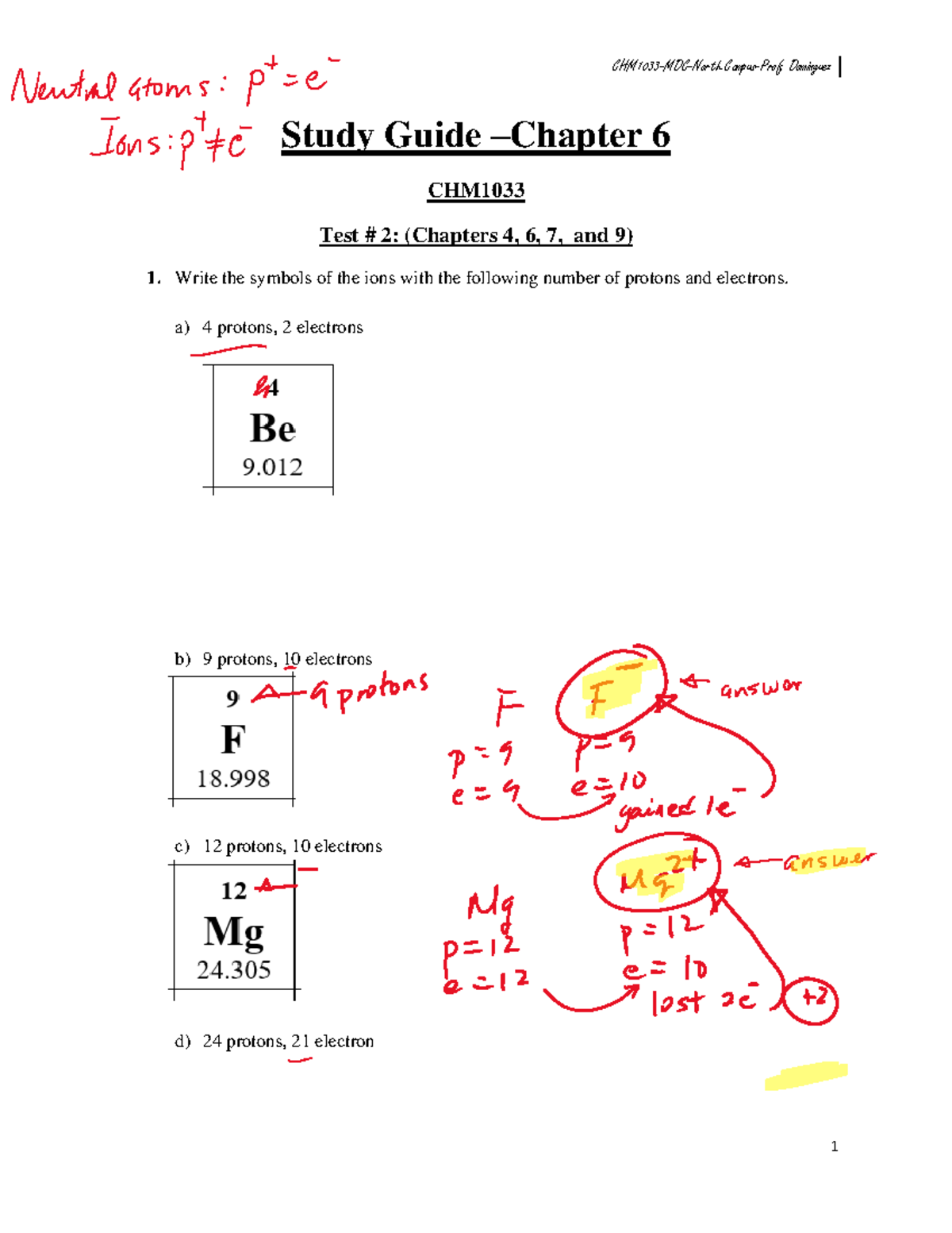 Study Guide#6 - Professor name: Giselle Dominguez - Study Guide ...