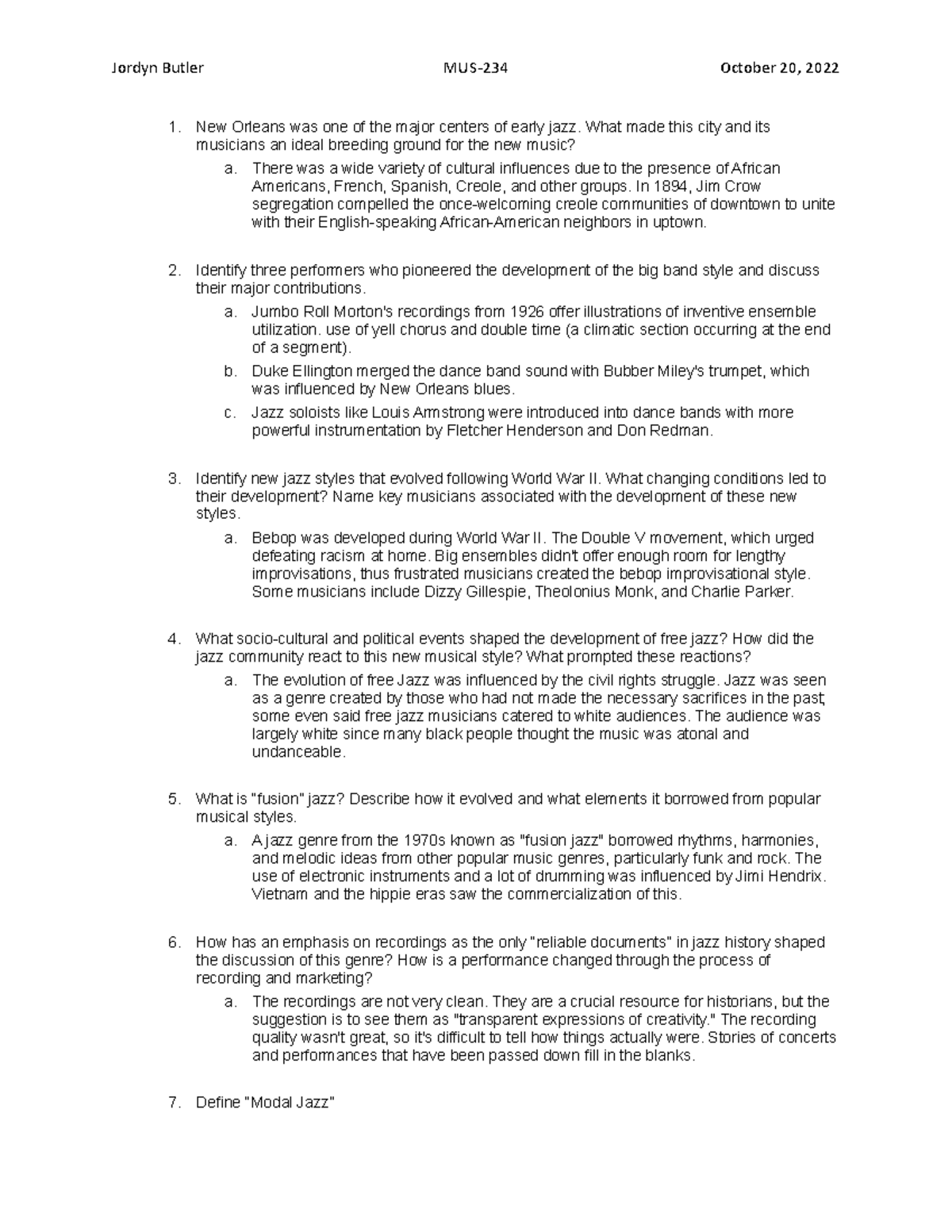 Chapter 9 Second Half Questions - Jordyn Butler MUS-234 October 20 ...