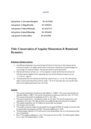 Lab 5 PHY 2048L - LAB - Lab Lab partner-1: Giovanna Burigatto ID: Lab ...