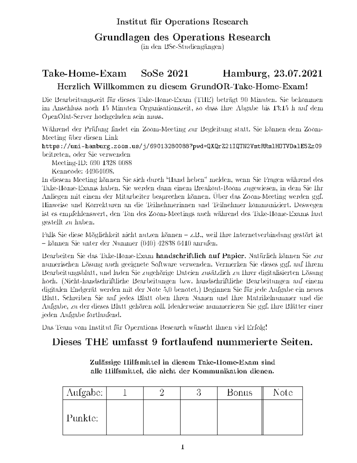 Grund OR THE So Se21 - wise - Grundlagen des Operations Research - UHH - Studocu