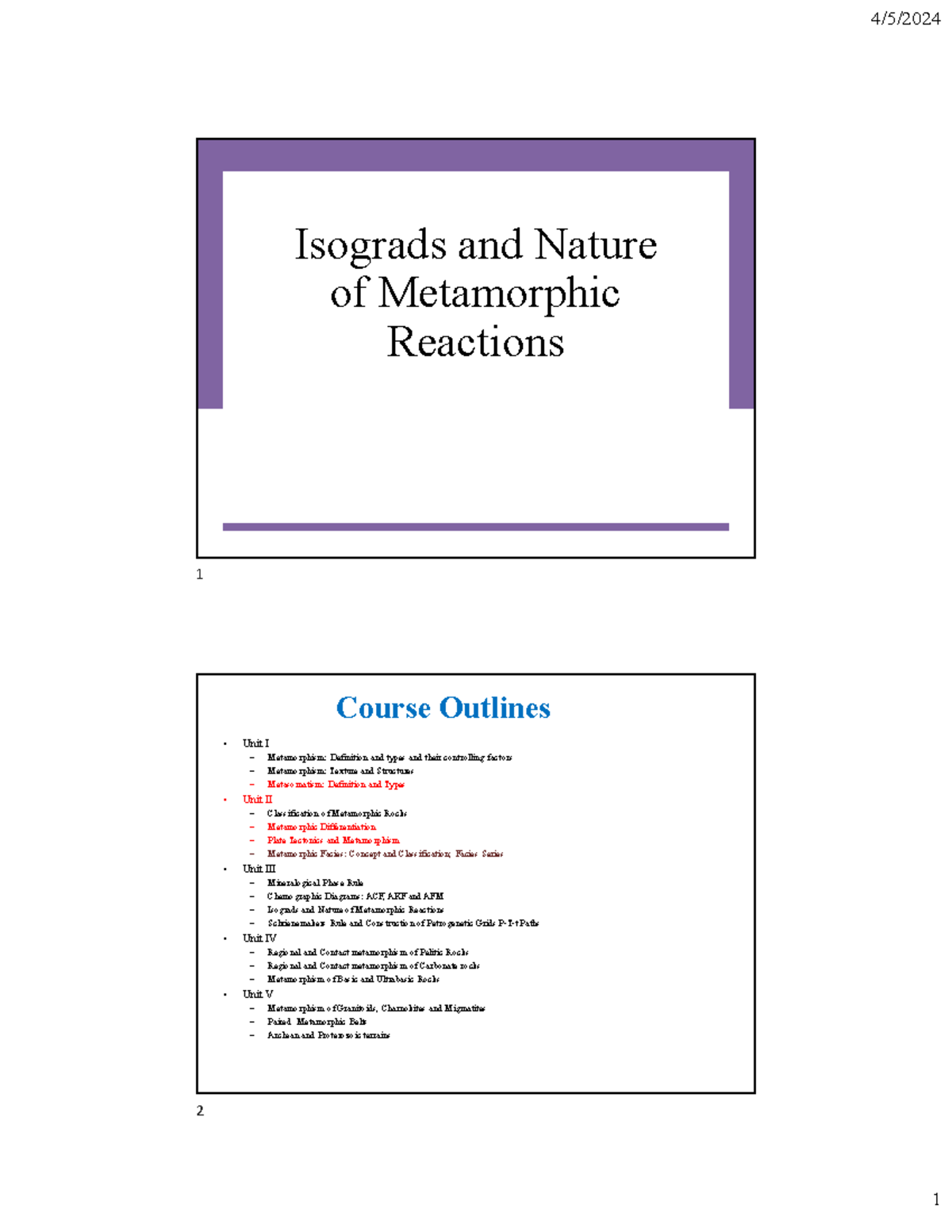 Isograds and Nature of Metamorphic Reactions - Isograds and Nature of ...