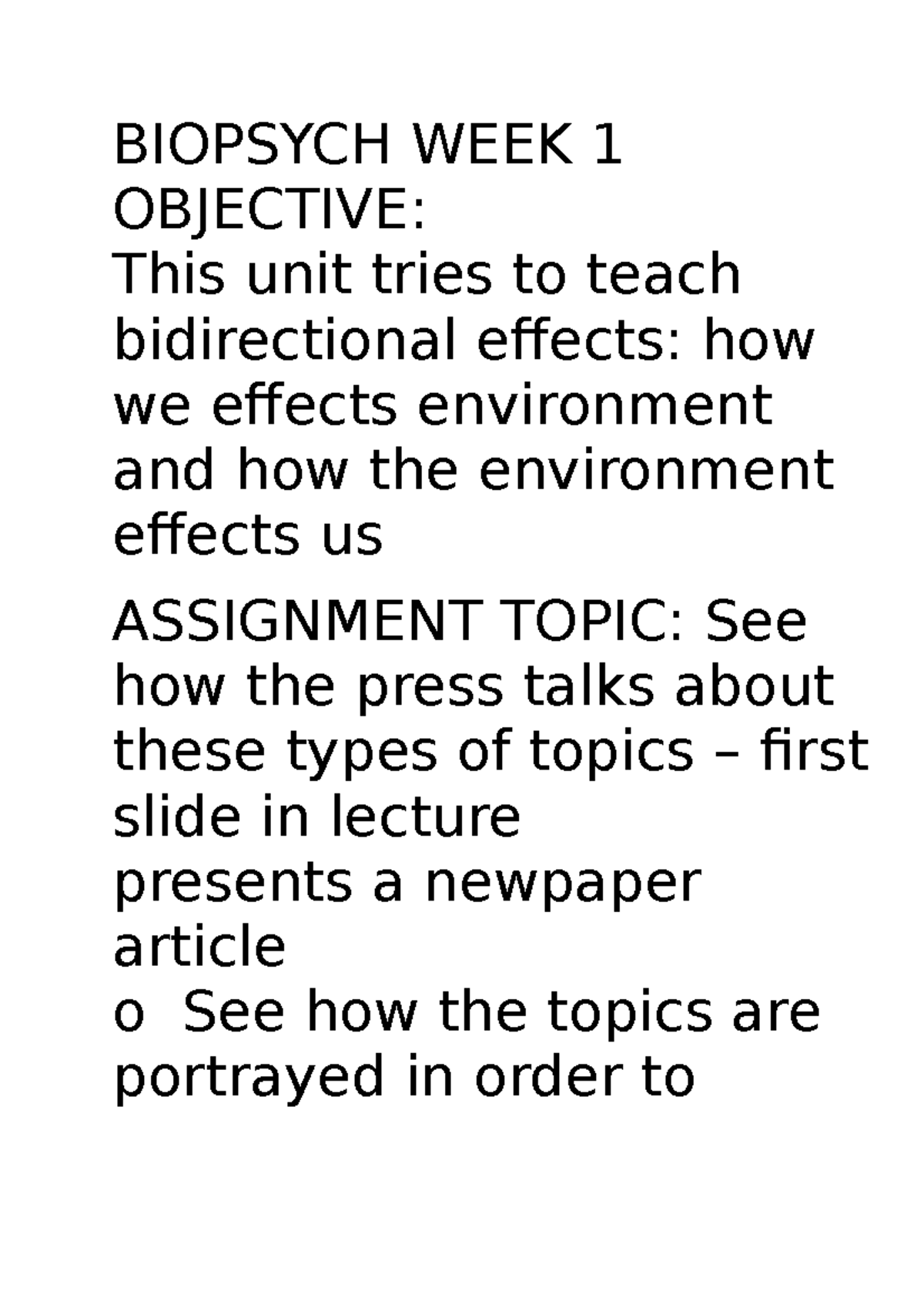 Biopsych notes - Summary Biological Psychology, Sensation and ...