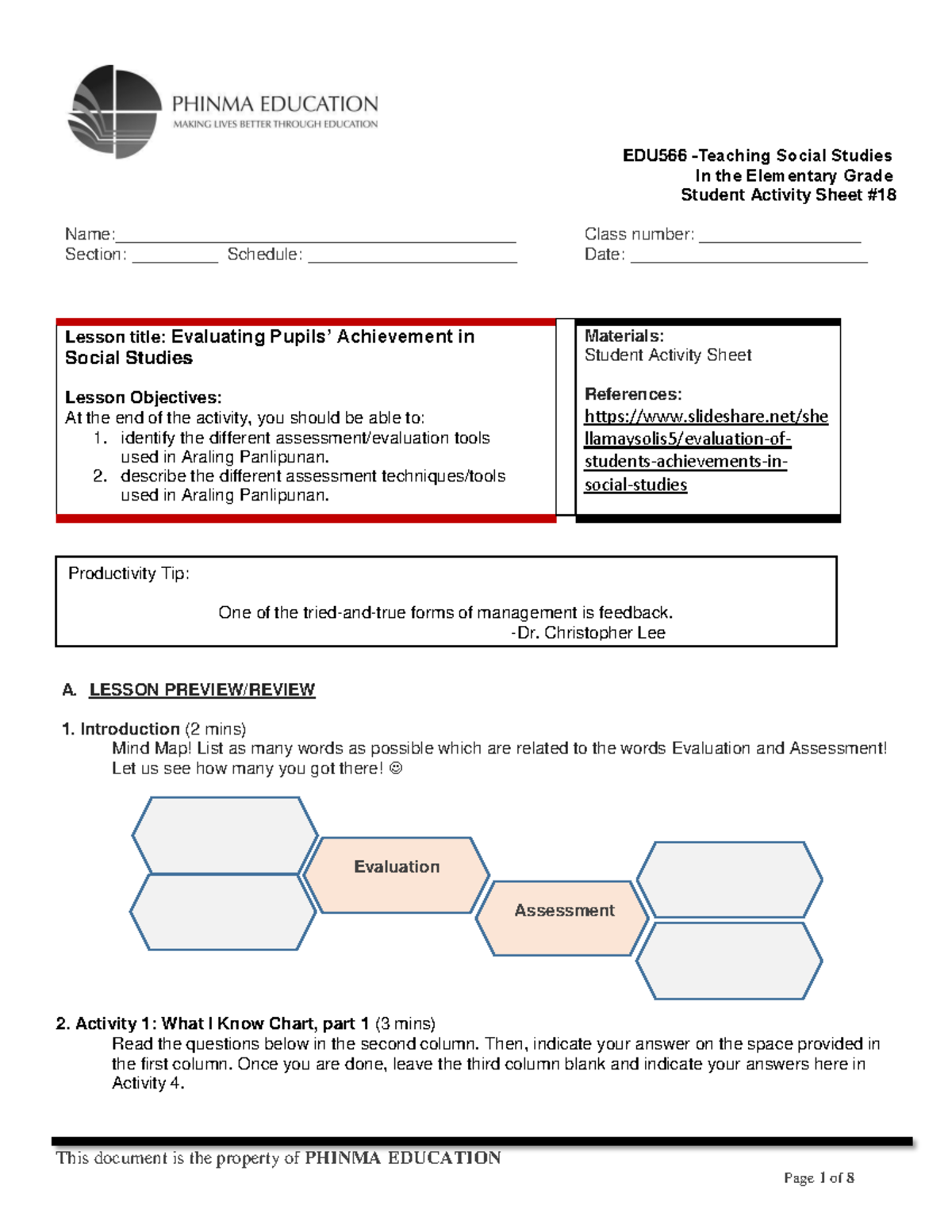SAS#18 Edu566 - Evaluating Pupils’ Achievement in Social Studies - In ...