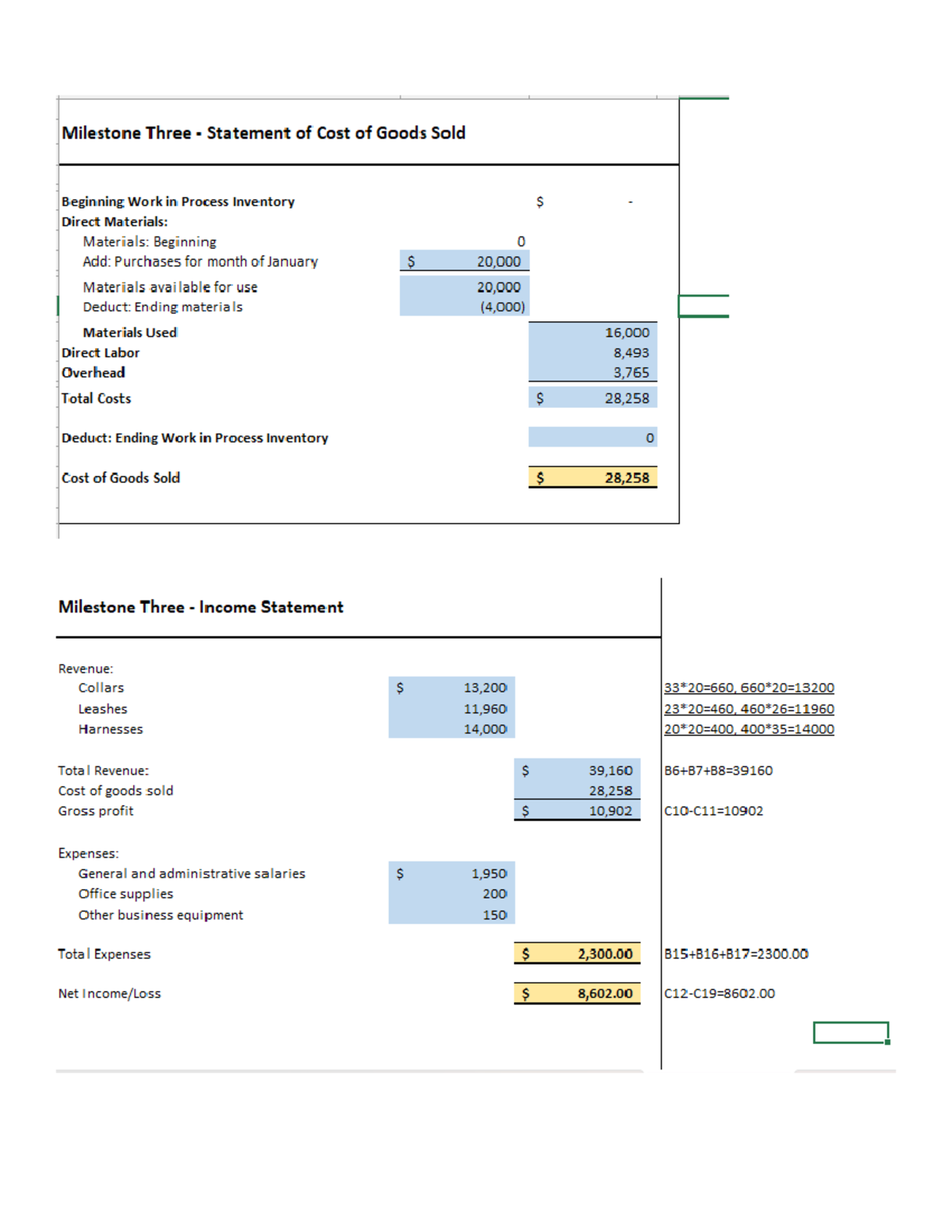 Milestone 3-with Formulas-COGS_IncomeStatement_Variances - ACC202 - Studocu