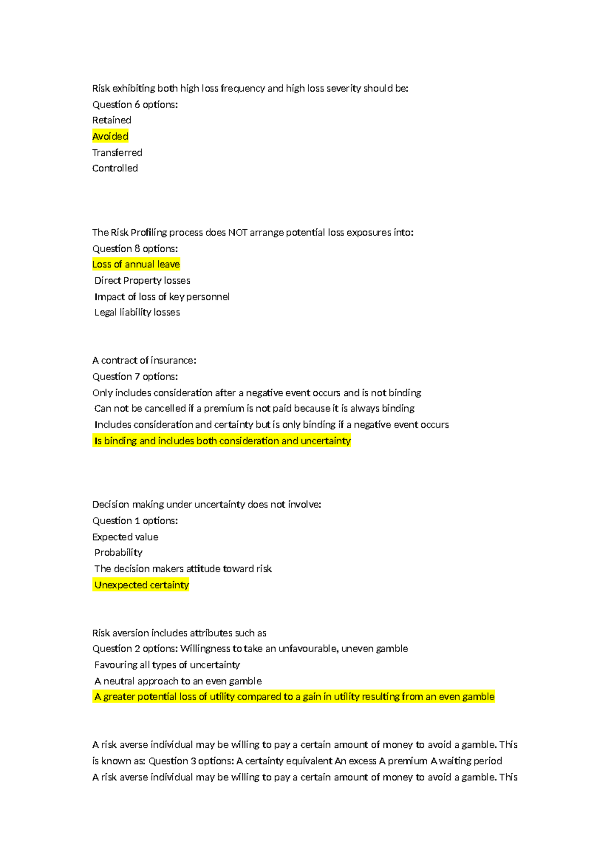 Risk exhibiting both high loss frequency and high - This is known as ...