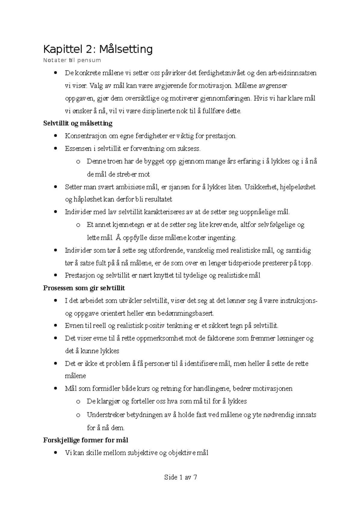 Kapittel 2 - Målsetting - PSYK109 - UiB - Studocu