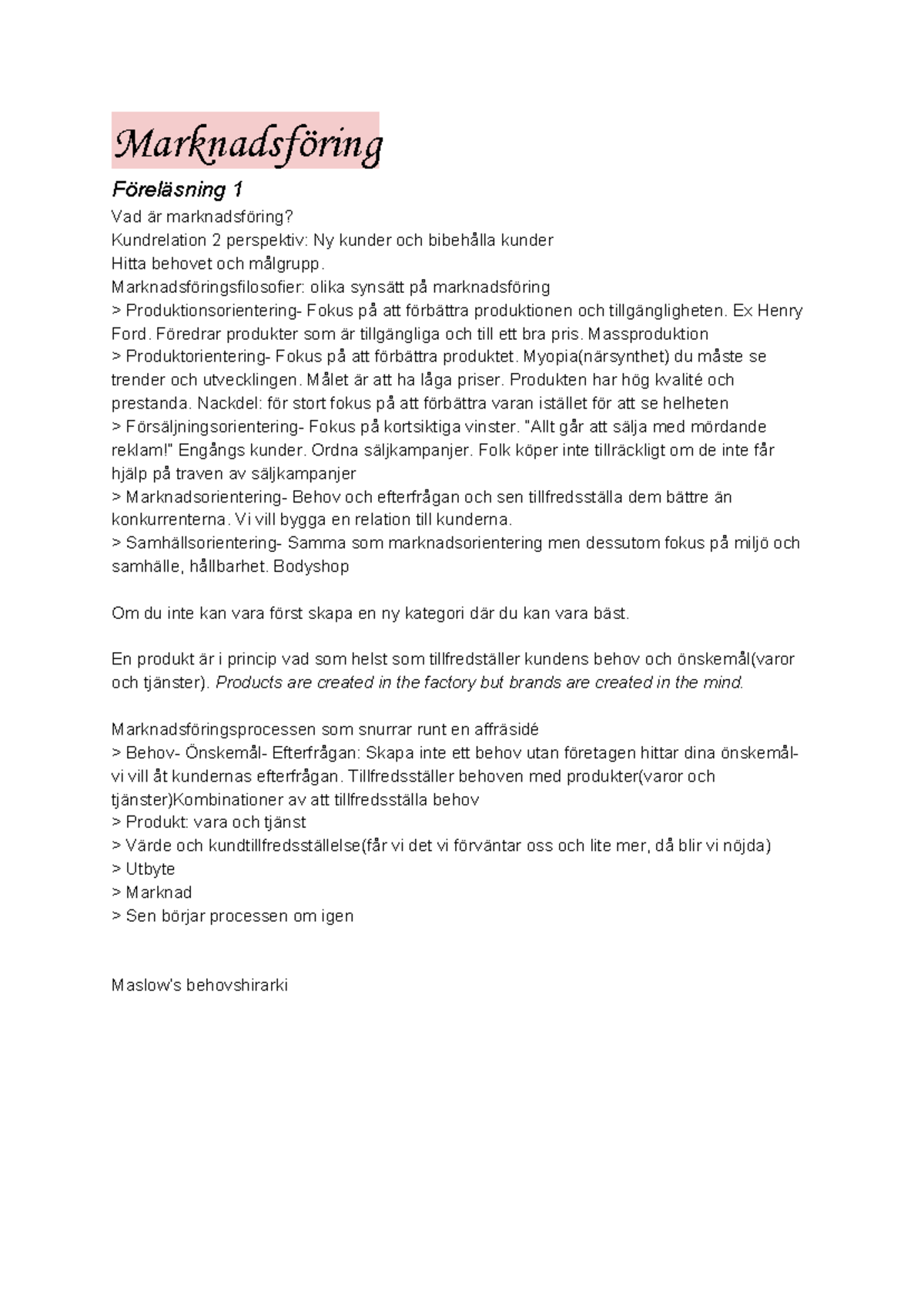 Marknadsföring - Marknadsföring A 7,5 hp Jonas Molin - Marknadsföring ...