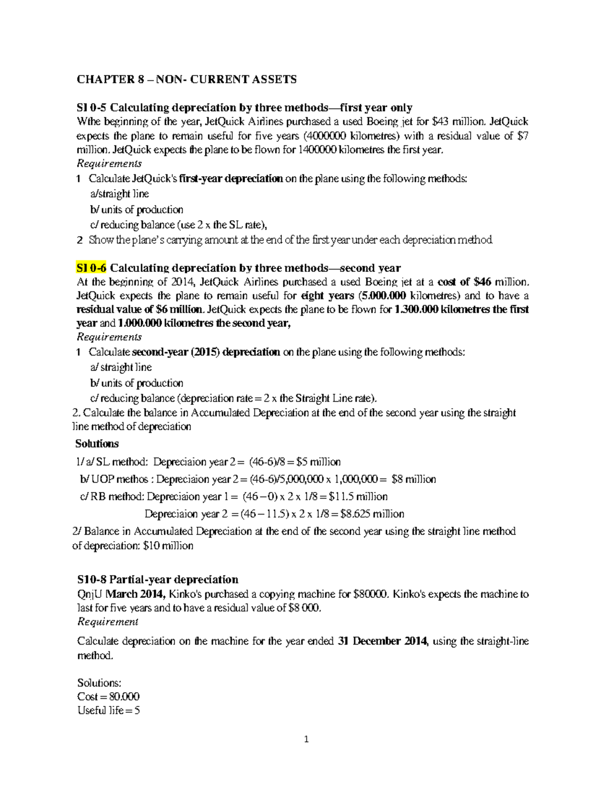 Chapter 8 - Non current assets shoolc - CHAPTER 8 – NON- CURRENT ASSETS ...
