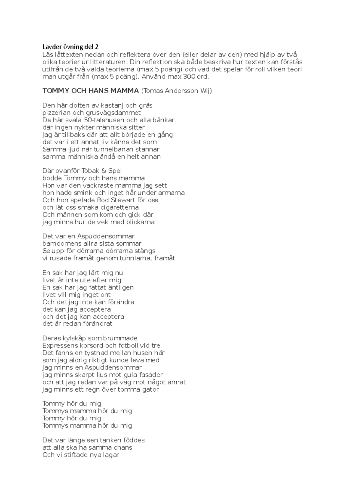 Layder övning del 2 - tentasvar lyder - Layder övning del 2 Läs ...