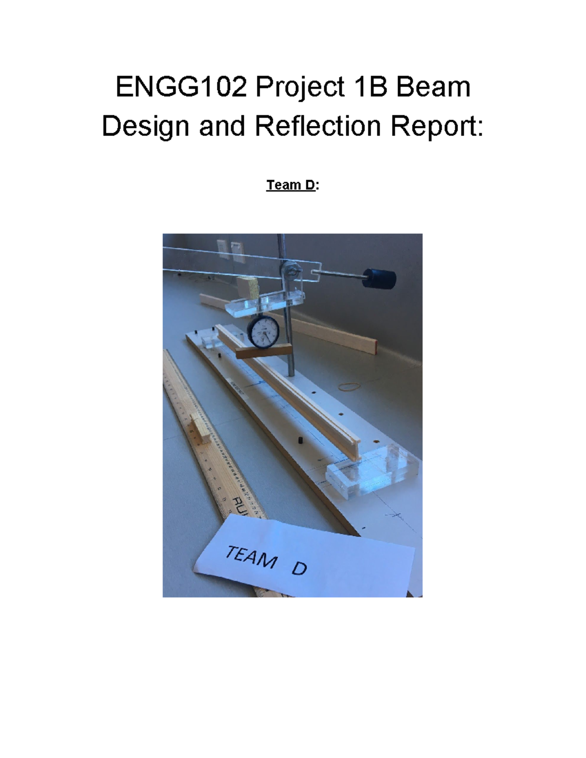 Copy of Project 1B - Report 2b - ENGG102 Project 1B Beam Design and ...