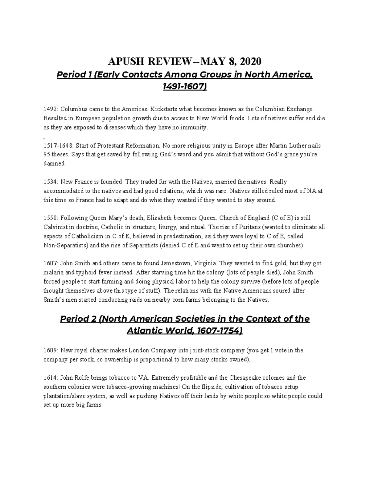 USH Review - World history notes for 2022/2023. Lecture Notes, study ...