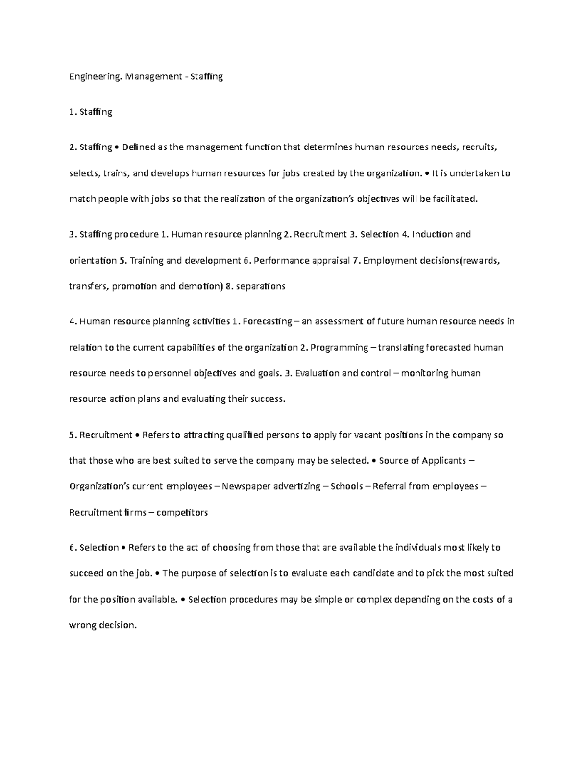 Engineering. Management - Staffing - Engineering. Management - Staffing Staffing Staffing ...