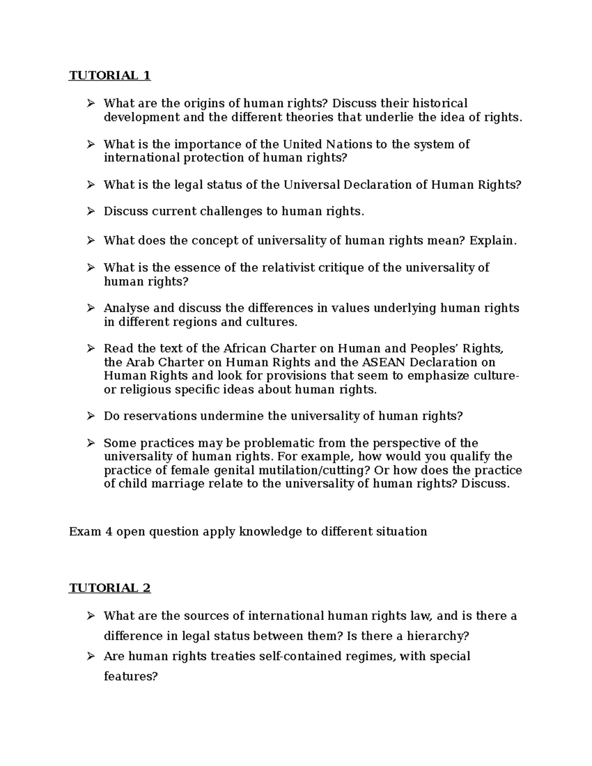 Tutorials - TUTORIAL 1 What are the origins of human rights? Discuss ...