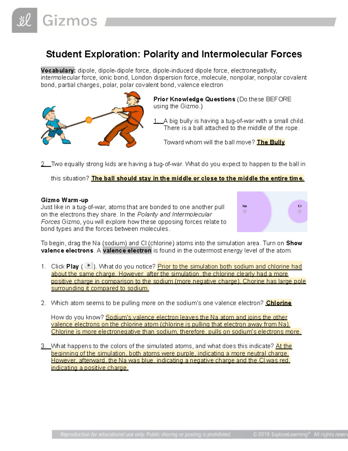 Intermolecular Forces SE - Student Exploration: Polarity and ...