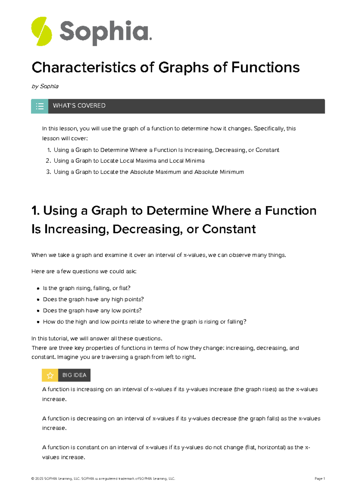 Characteristics of graphs of functions - Specifically, this lesson will ...