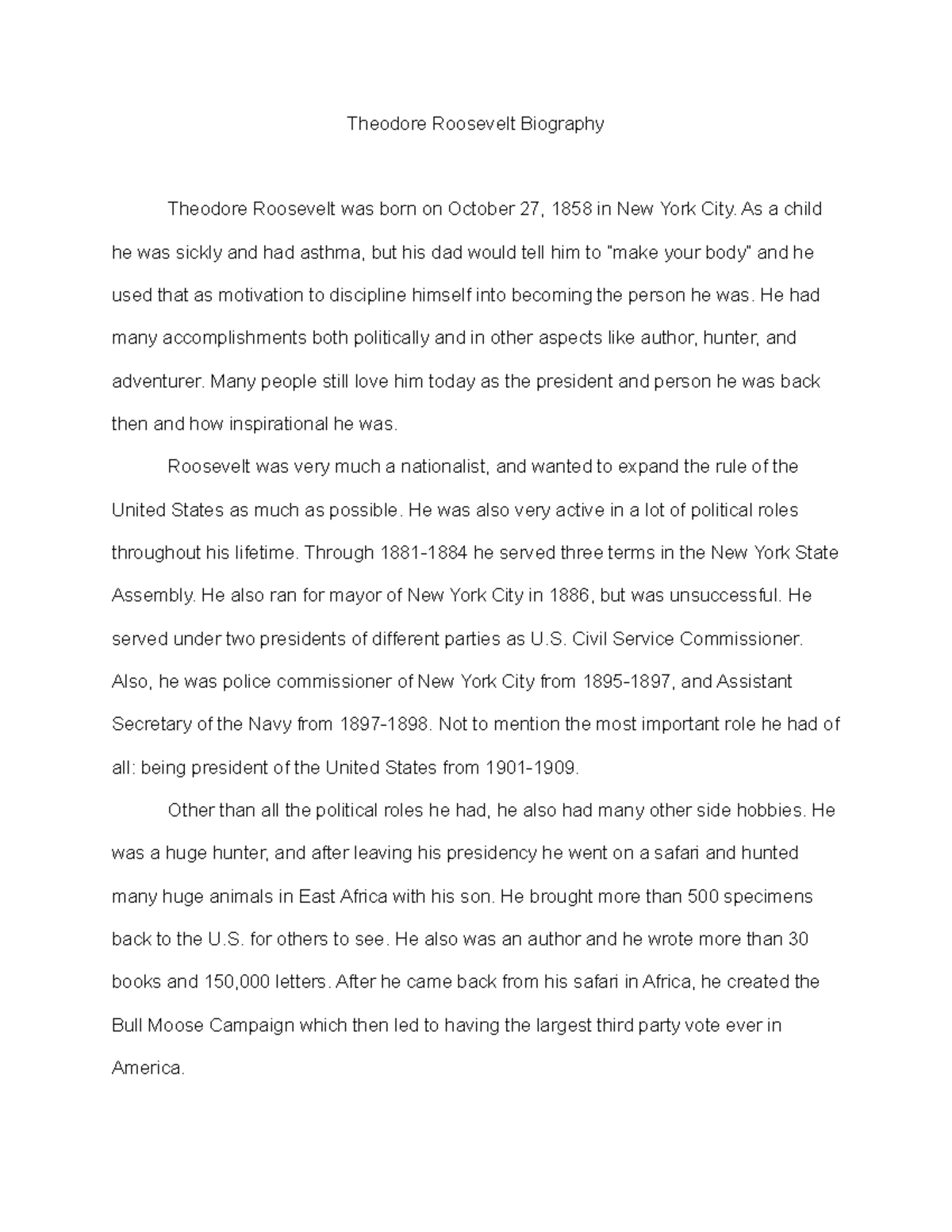 Theodore Roosevelt Biography - Theodore Roosevelt Biography Theodore ...