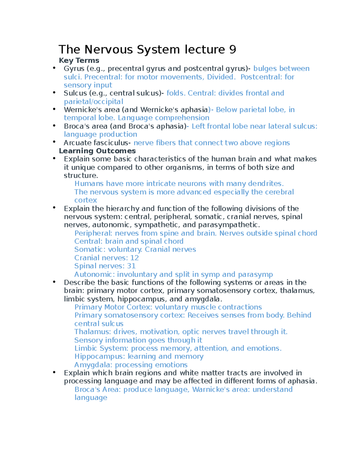 The Nervous System lecture 9 - Psych 111 - BYU - Studocu