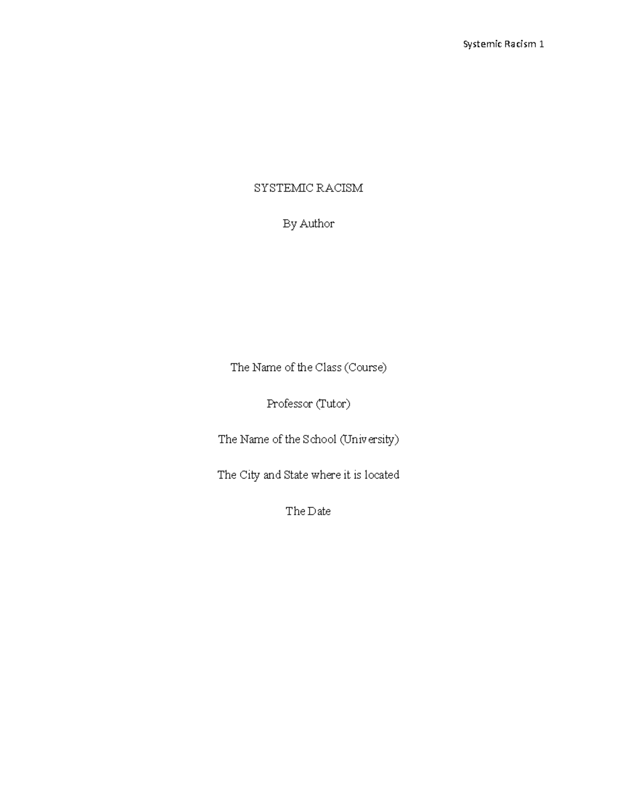 #166 Sociology Systemic Racism - SYSTEMIC RACISM By Author The Name of ...