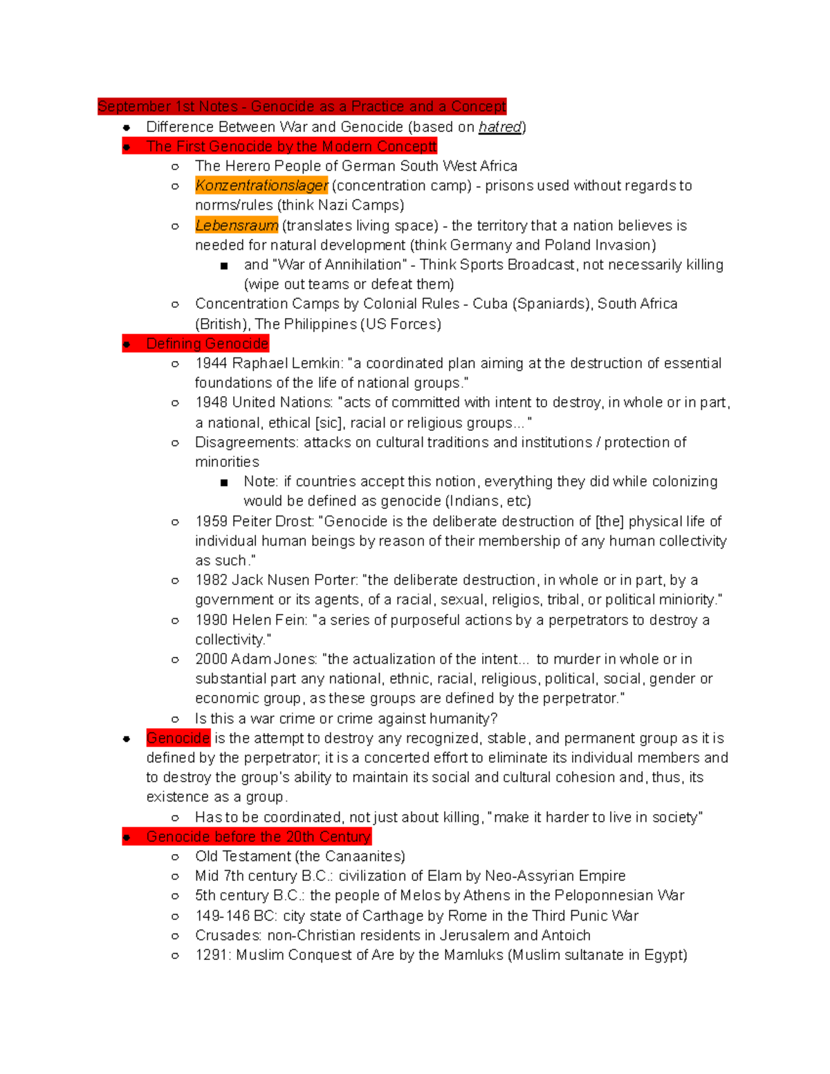 Armenian Genocide - Dr. Lu - September 1st Notes - Genocide as a ...