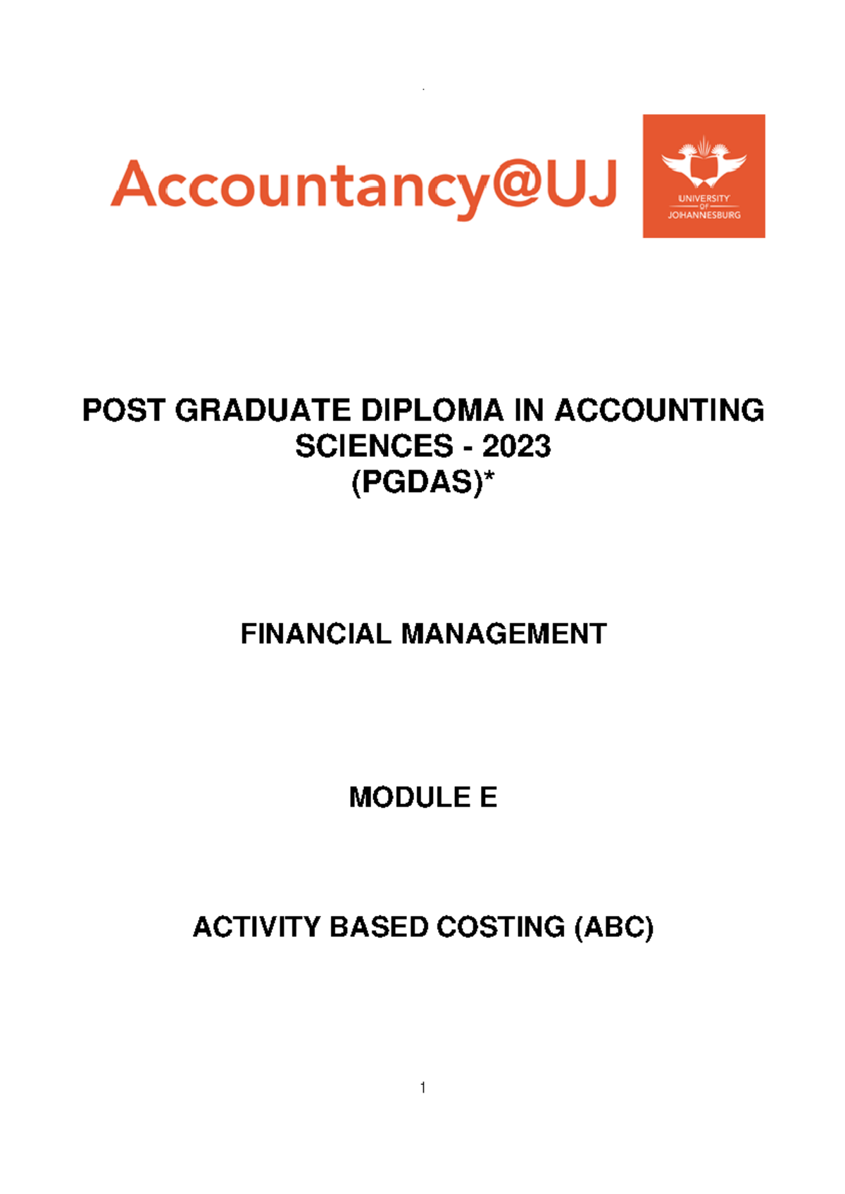 ABC Module - ABC - . POST GRADUATE DIPLOMA IN ACCOUNTING SCIENCES ...