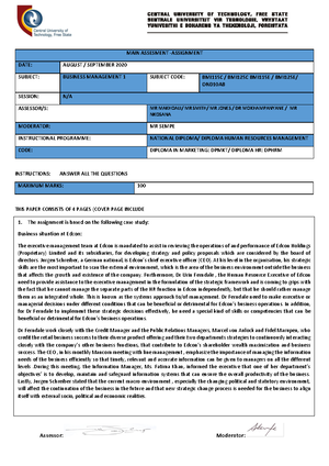 CUT - Central University of Technology - Studocu