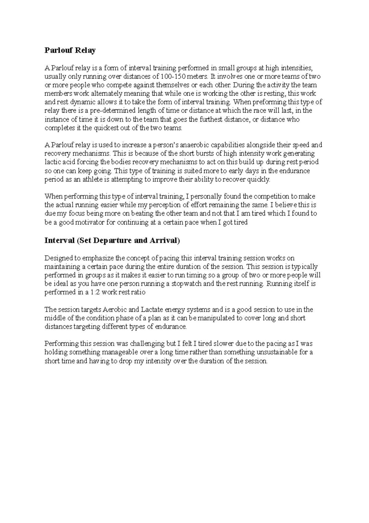 SSEH worksheet 2 (running) - Parlouf Relay A Parlouf relay is a form of ...