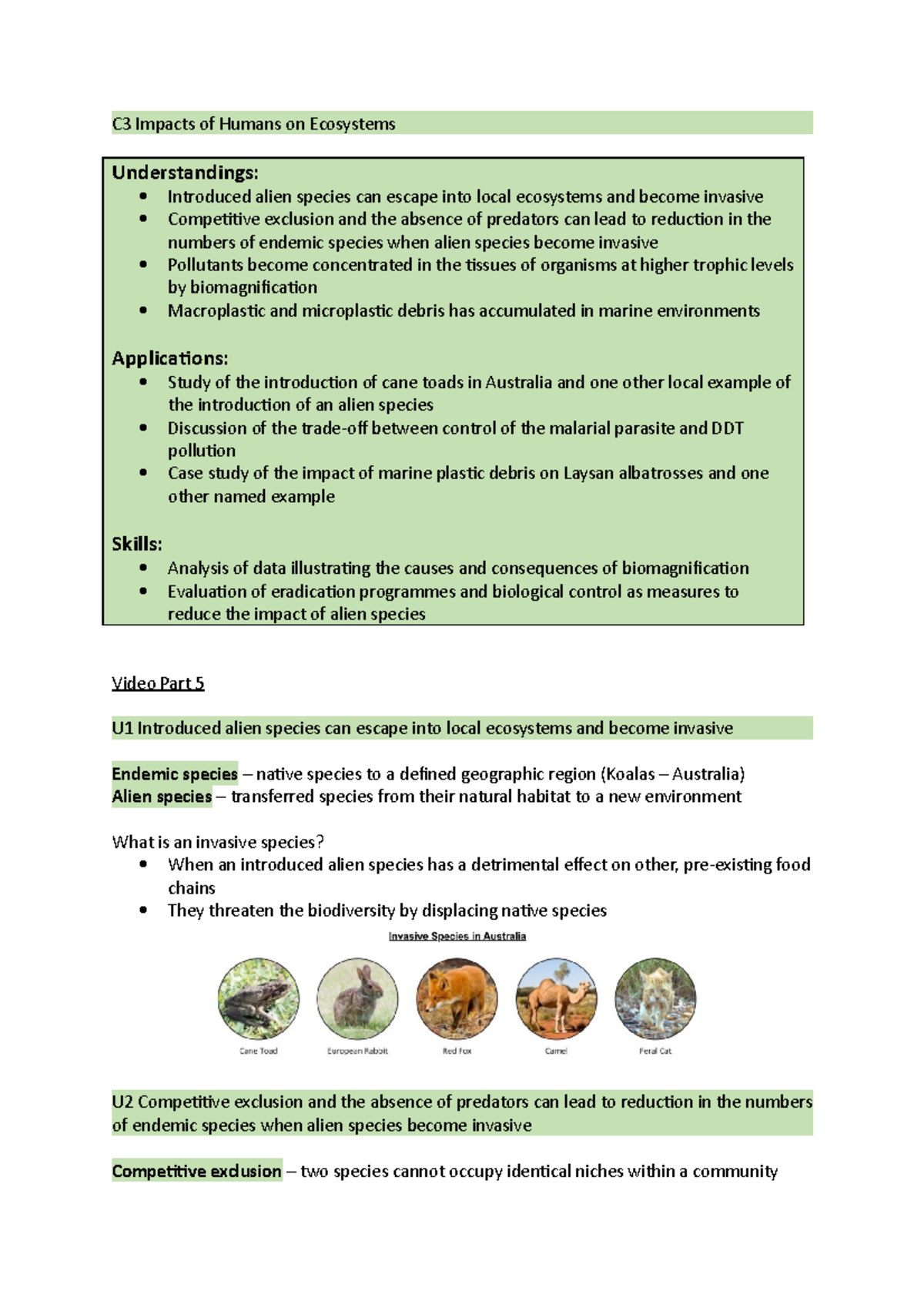 C3 Impacts of Humans on Ecosystems - C3 Impacts of Humans on Ecosystems ...