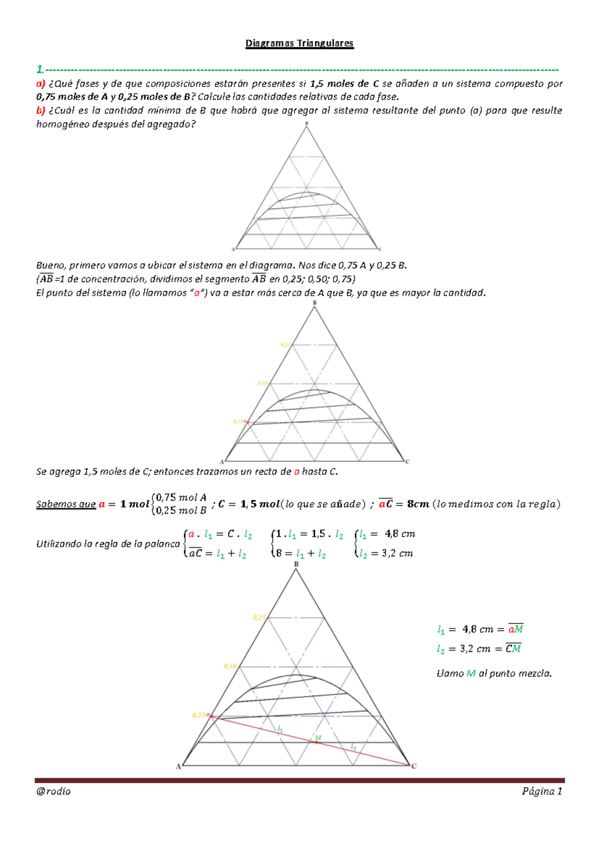 Diagramas Triangulares - a) ¿Qué fases y de que composiciones estarán ...