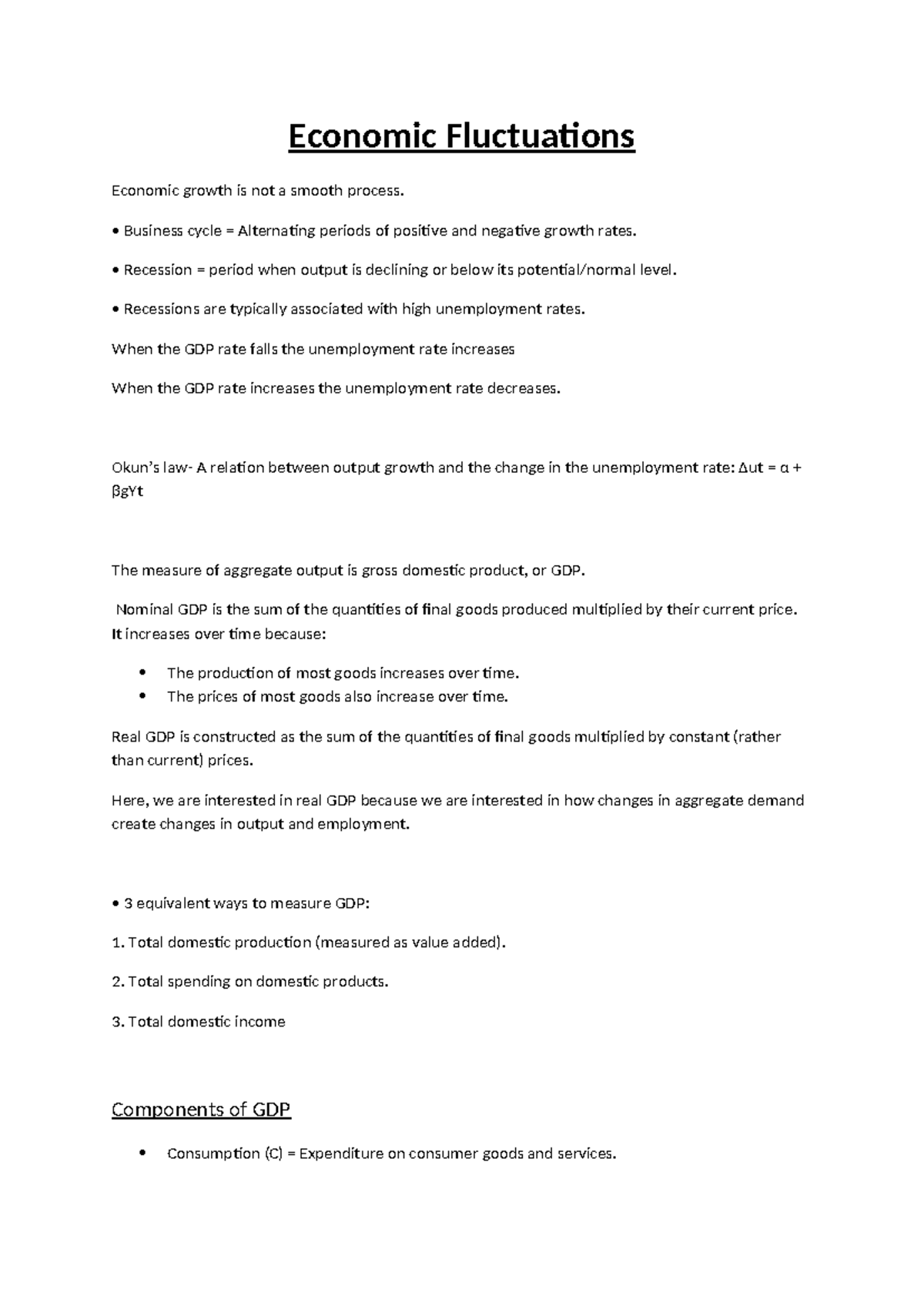 Economic Fluctuations - Economic Fluctuations Economic growth is not a ...