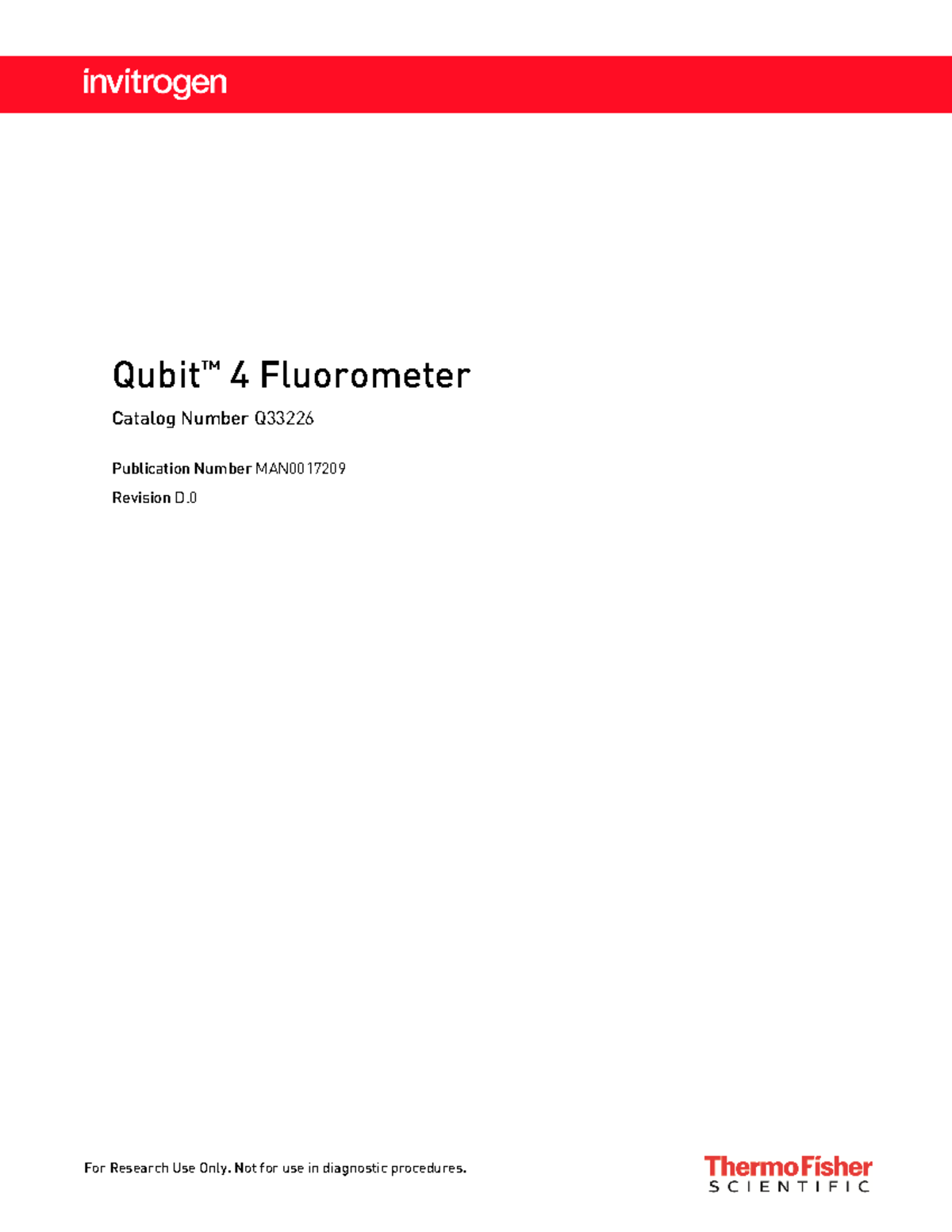 MAN0017209 Qubit 4 Fluorometer UG - For Research Use Only. Not for use ...
