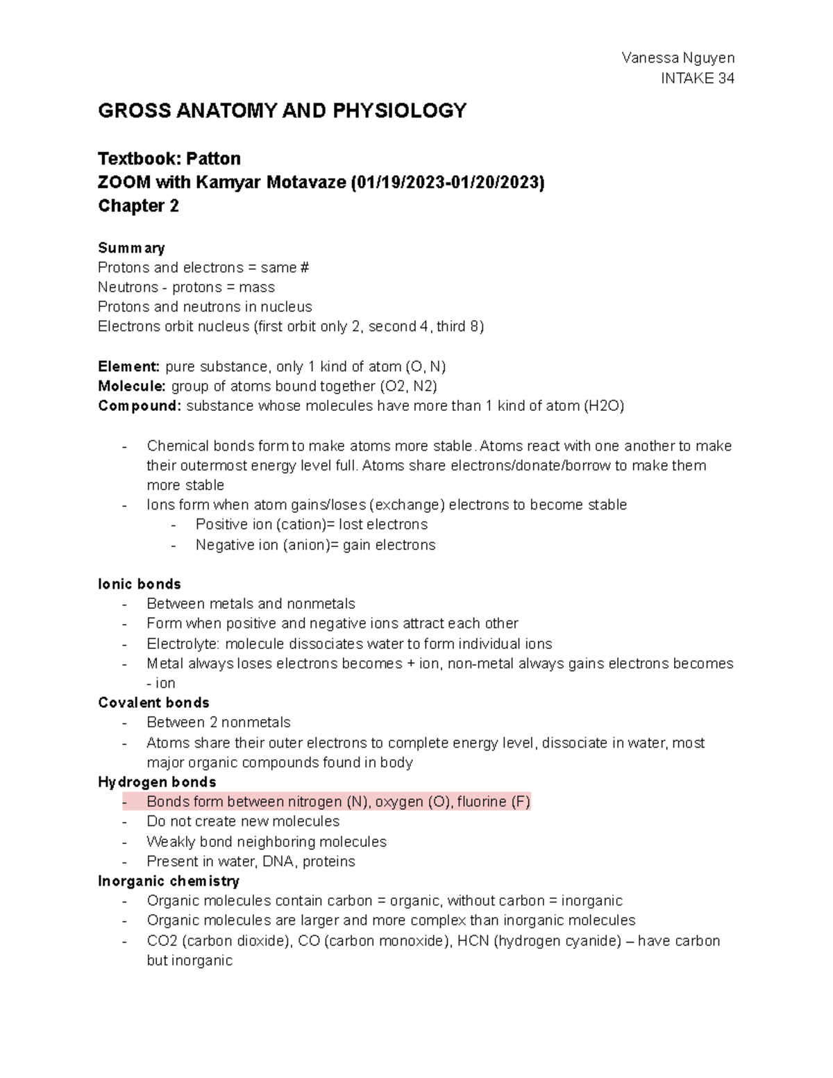 Gross anatomy notes - INTAKE 34 GROSS ANATOMY AND PHYSIOLOGY Textbook ...