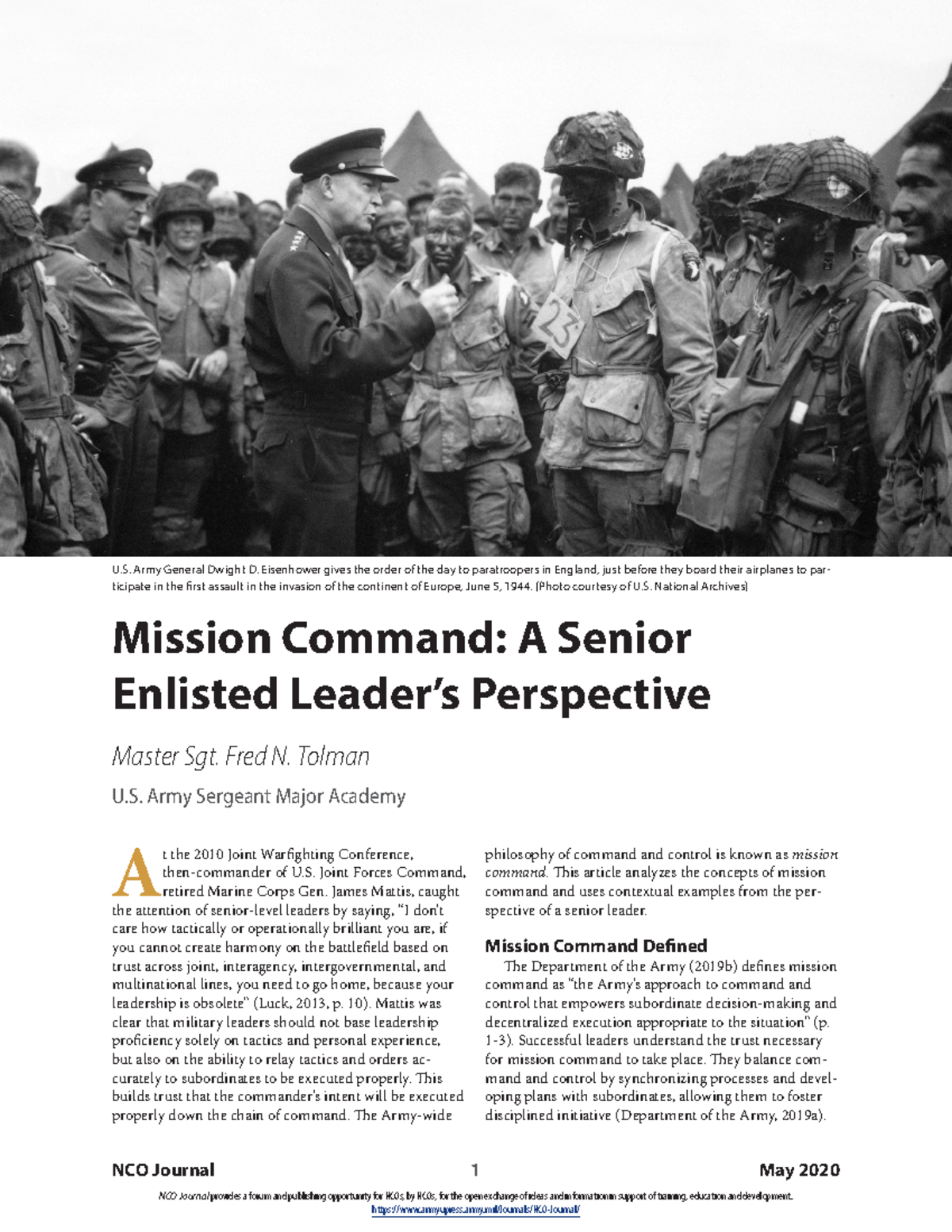 Mission-command - mission a la carta paca - NCO Journal 1 May 2020 NCO ...