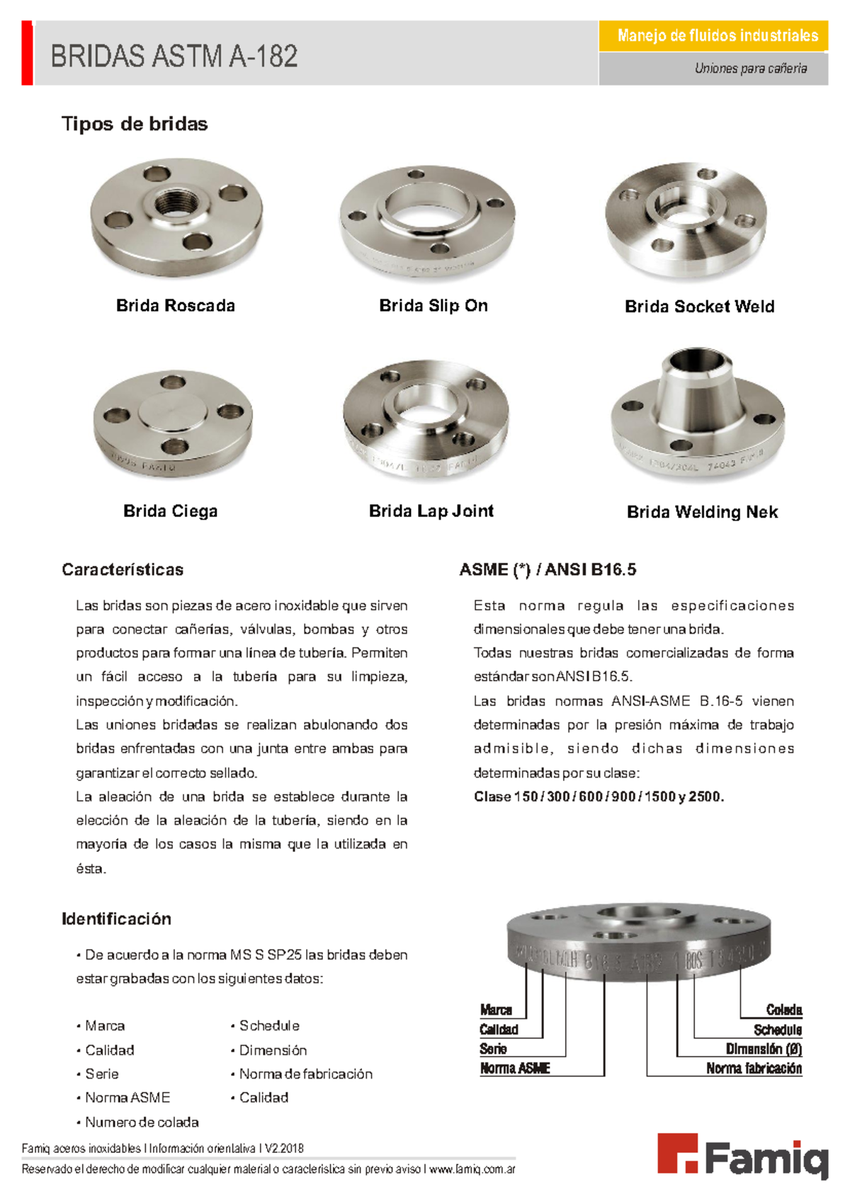 Brida SLIP ON S 150 063A Ficha - Brida Roscada Brida Slip On Brida ...